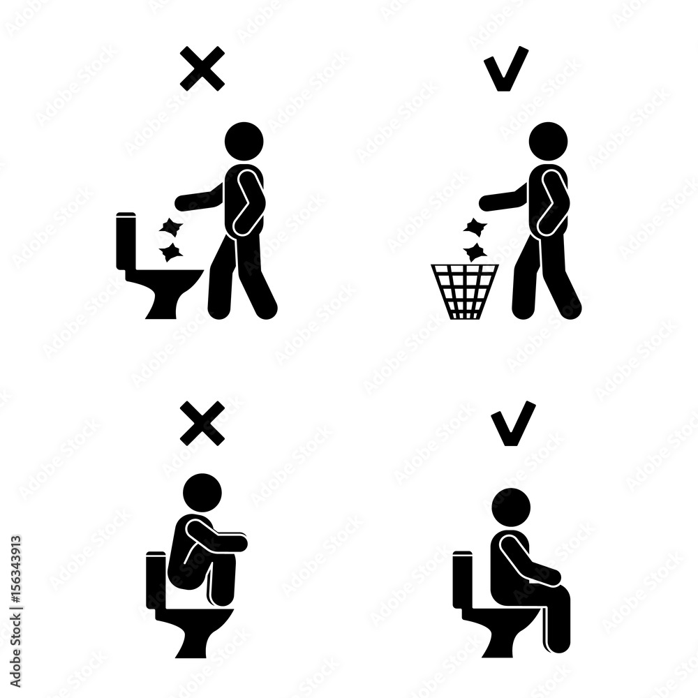 Right and wrong man people position in closet. Posture stick figure ...