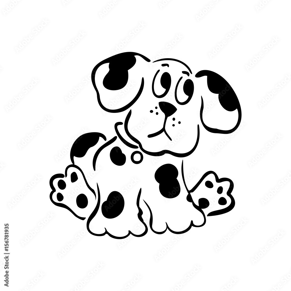 cartoon dog illustrations. outlined cartoon handrawn sketch ...