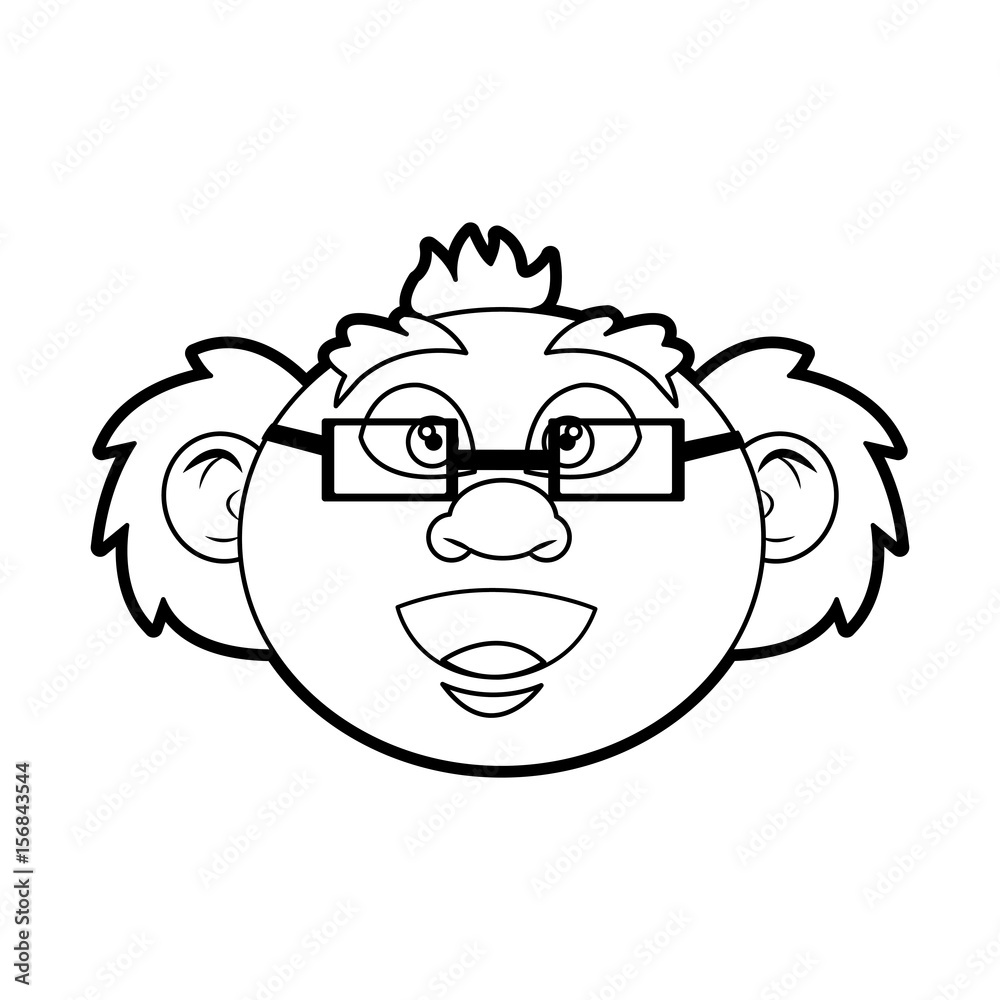 cartoon old professor man scientific with mustache bald vector ...