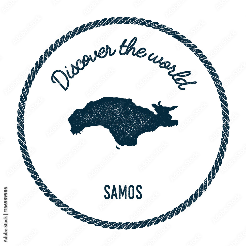 Samos map in vintage discover the world insignia. Hipster style ...