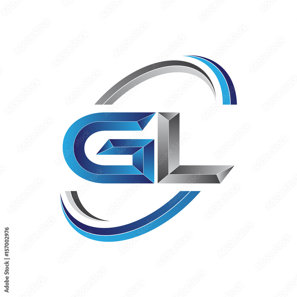 Simple initial letter logo modern swoosh GL Stock Vector | Adobe Stock