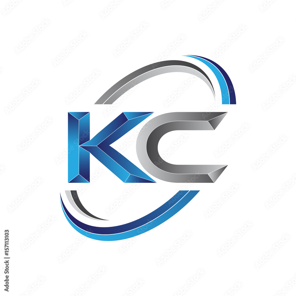 Simple initial letter logo modern swoosh KC Stock Vector | Adobe Stock