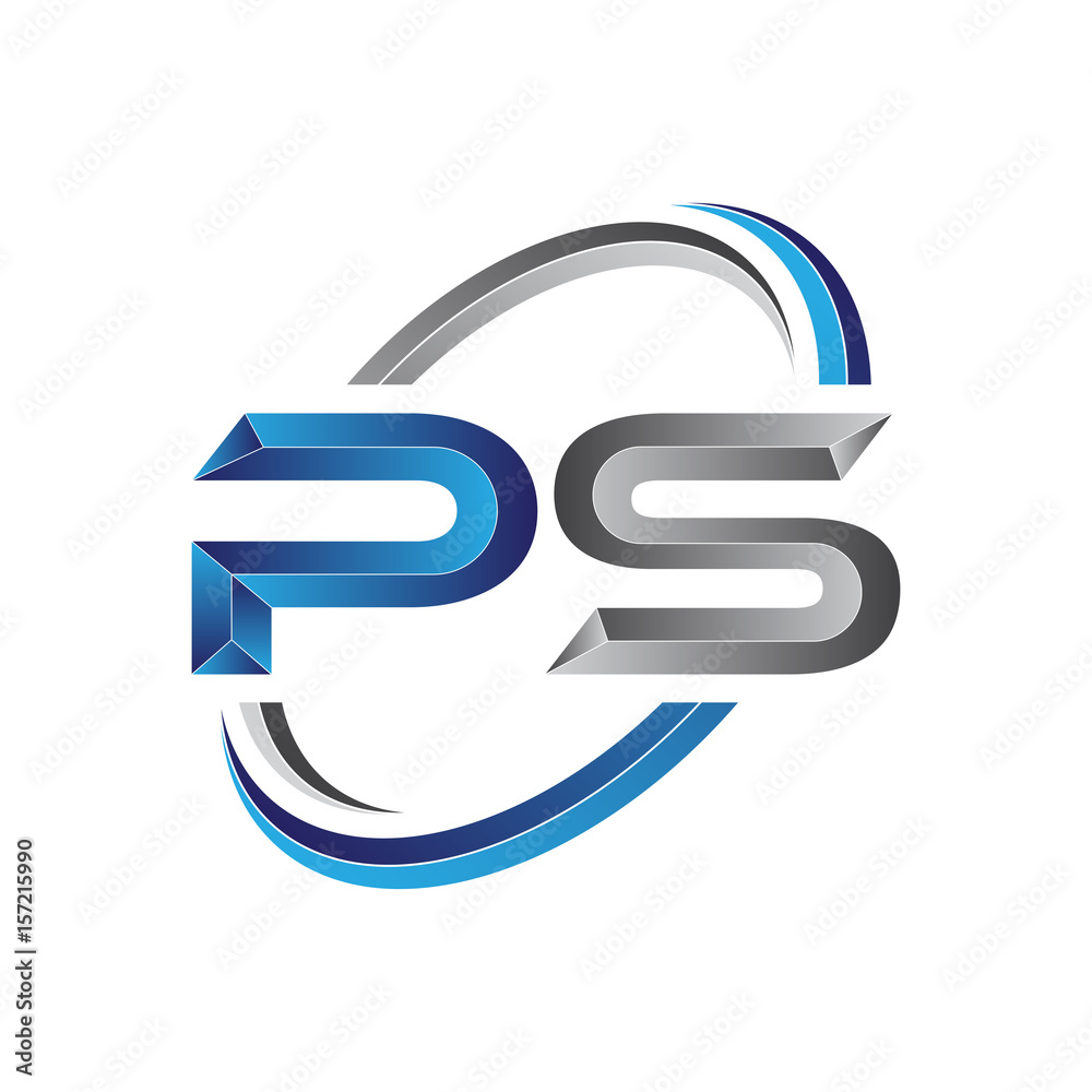 Simple initial letter logo modern swoosh PS Stock Vector | Adobe Stock