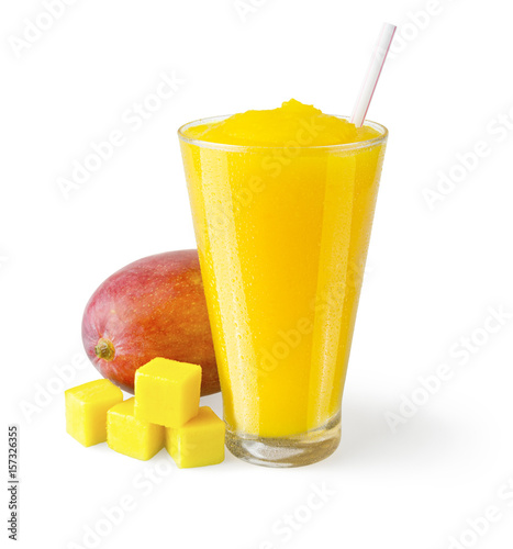 Mango Smoothie or Shake on White Background Stock Photo | Adobe Stock