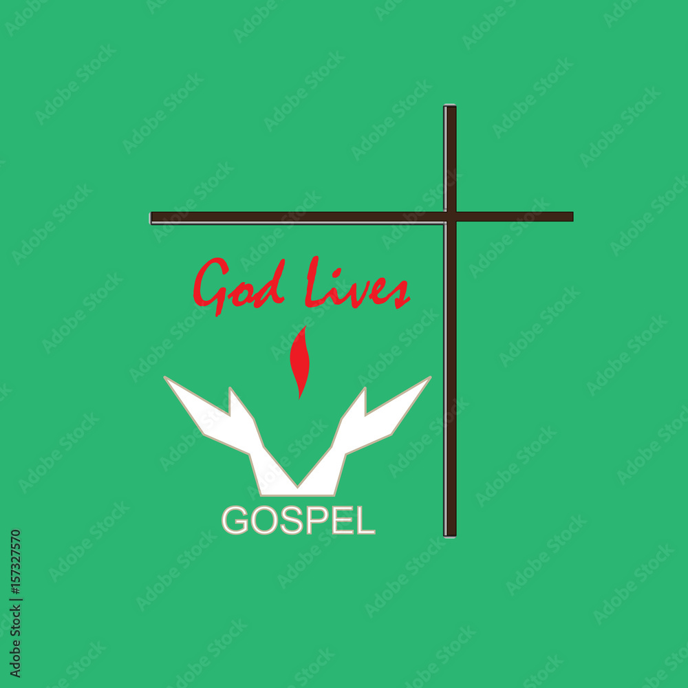 Logo God Lives Christian symbol pointing to the salvation through the ...