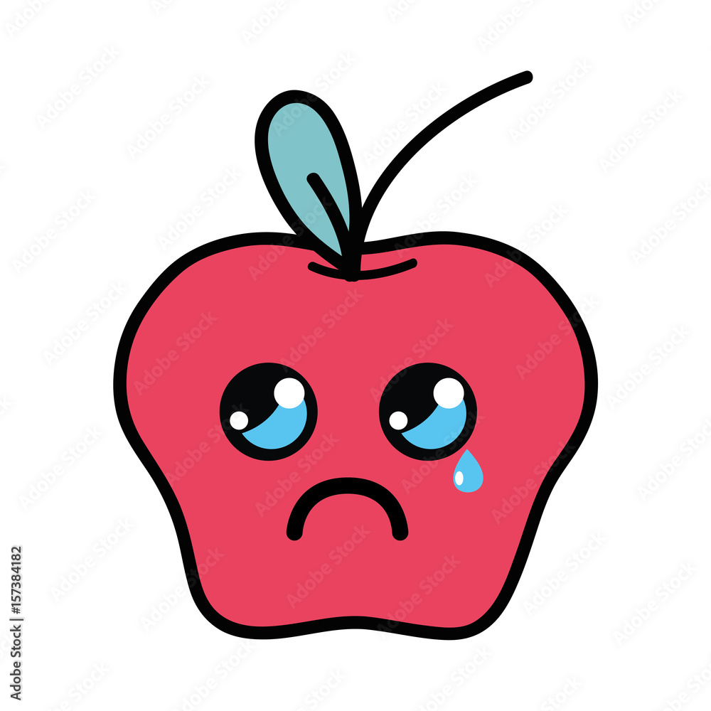 kawaii cute crying apple fruit Stock Vector | Adobe Stock