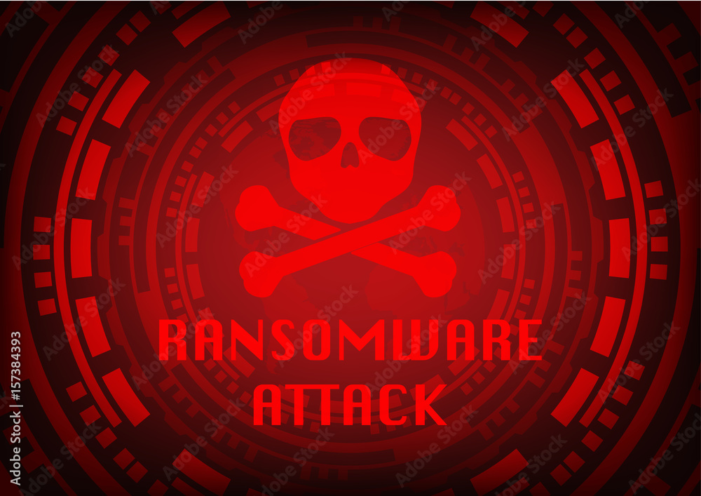 Abstract Malware Ransomware wannacry virus encrypted files with skull ...