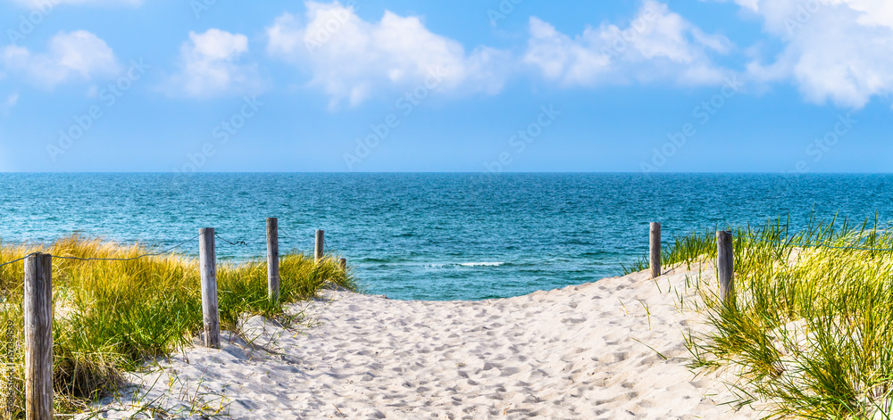 strandzugang zur Ostsee, Düne, blauer himmel, panorama - Fototapete bei ...