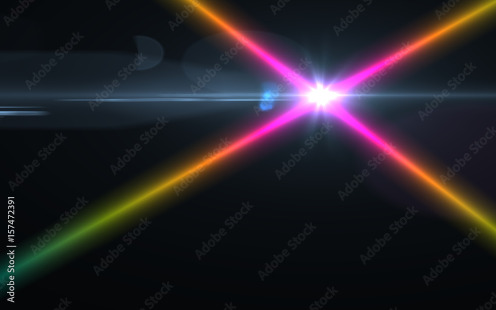 Abstract cross rainbow digital lens flare with black background Stock ...