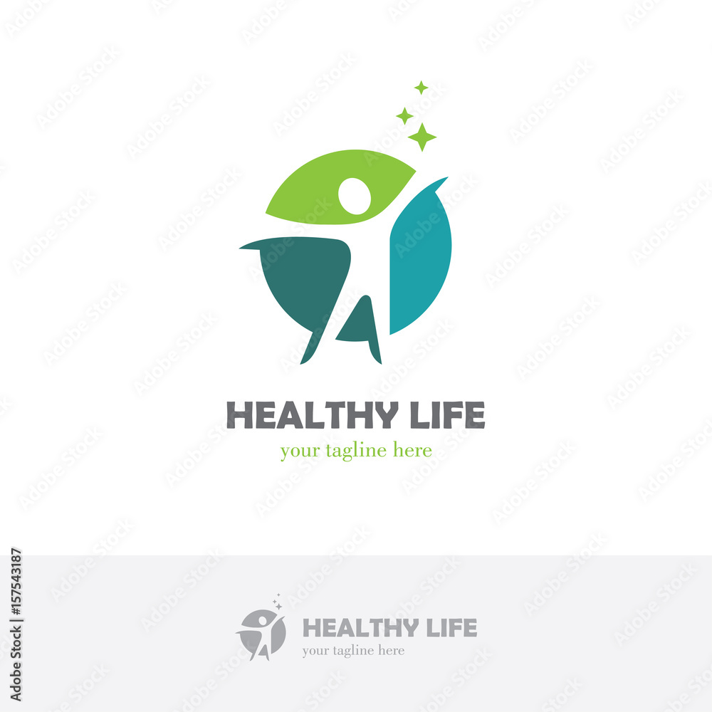 Abstract round logo with happy human silhouette. Stock Vector | Adobe Stock