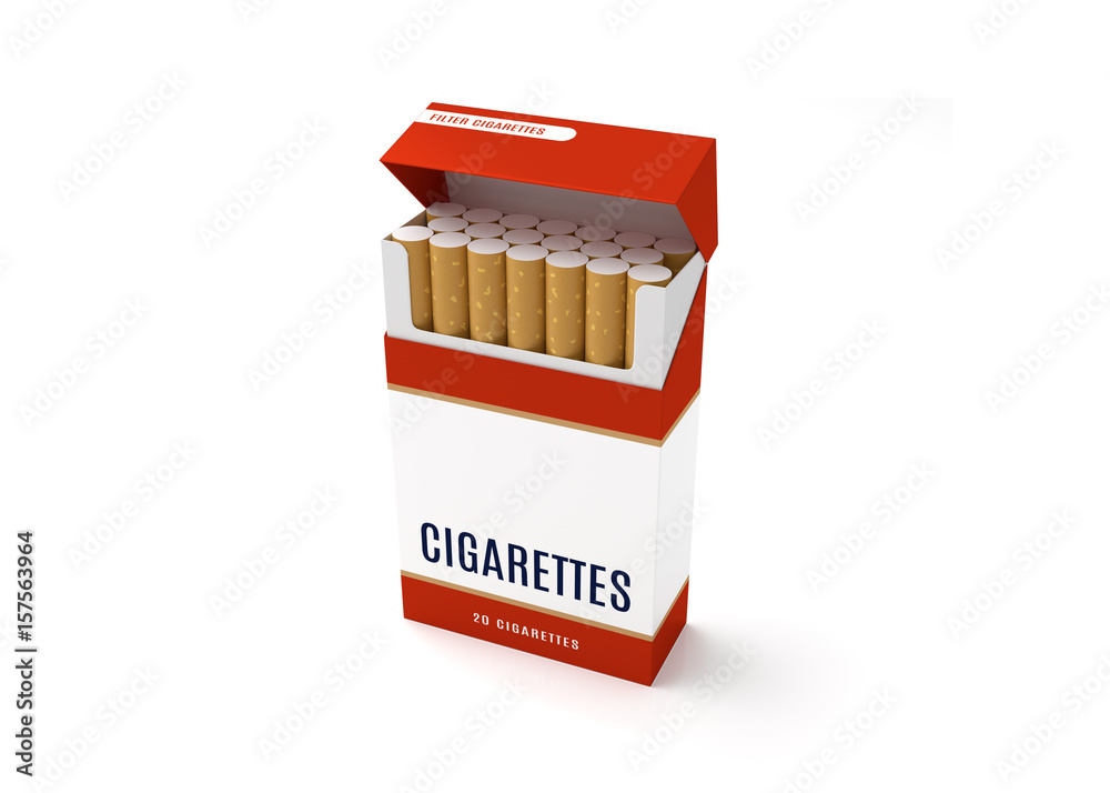 Open cigarettes pack box on white background. 3D illustration Stock ...