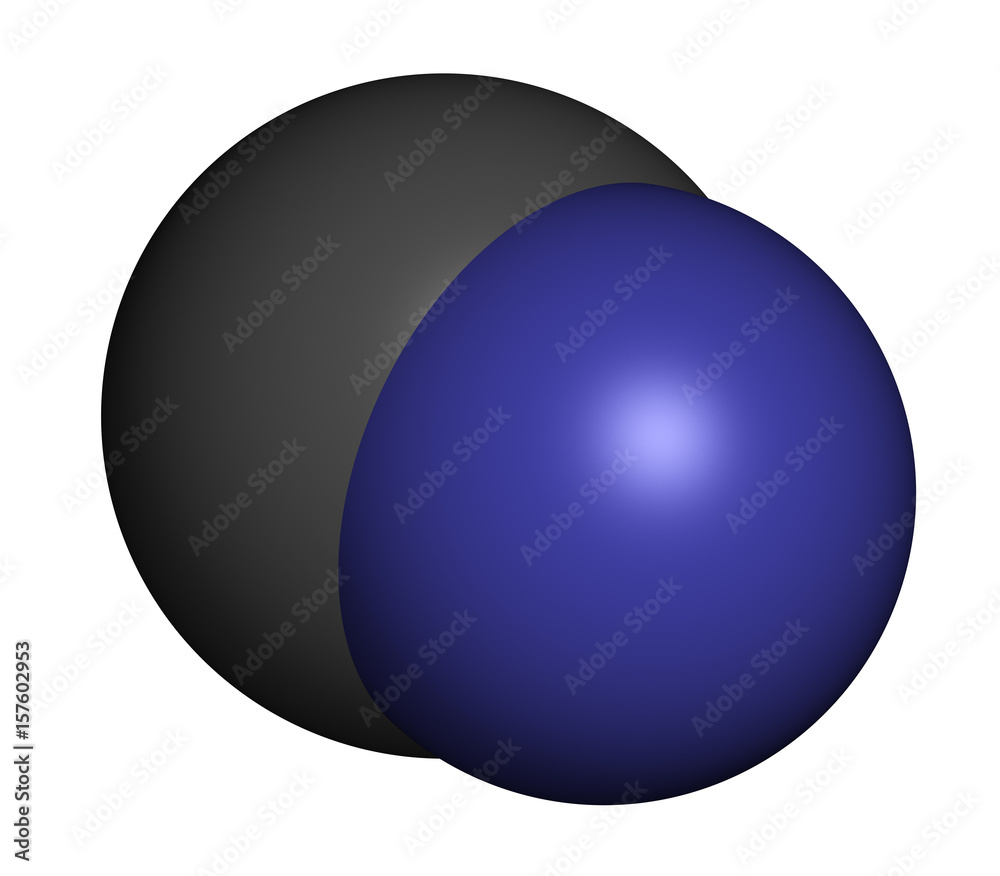 Cyanide anion, chemical structure. Cyanides are toxic, due to ...