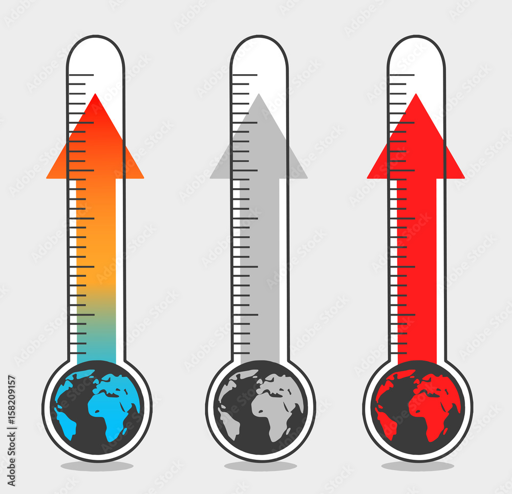 Illustration of Earth in a thermometer indicating the rising global ...