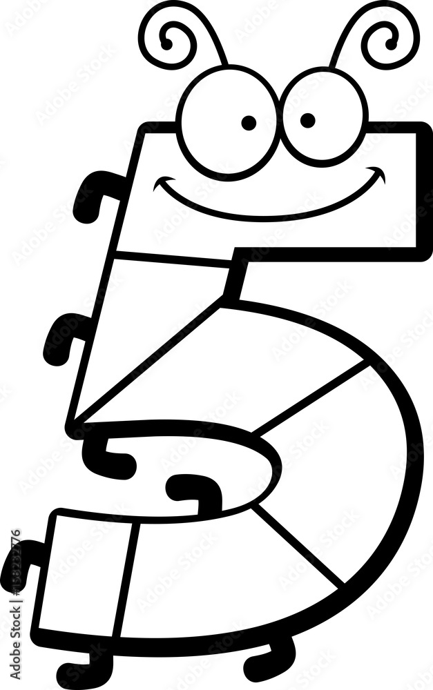Cartoon Number Five Bug Stock Vector | Adobe Stock