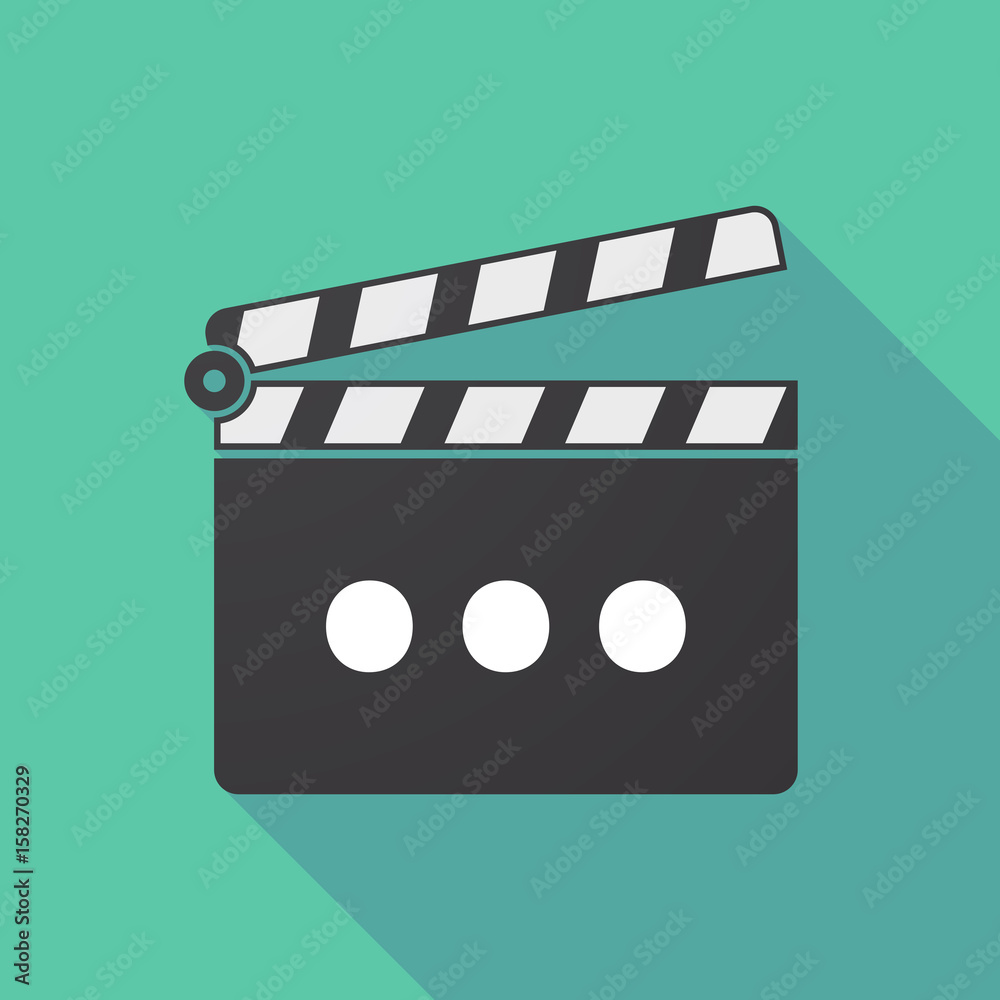 Long shadow clapper board with an ellipsis orthographic sign Stock ...