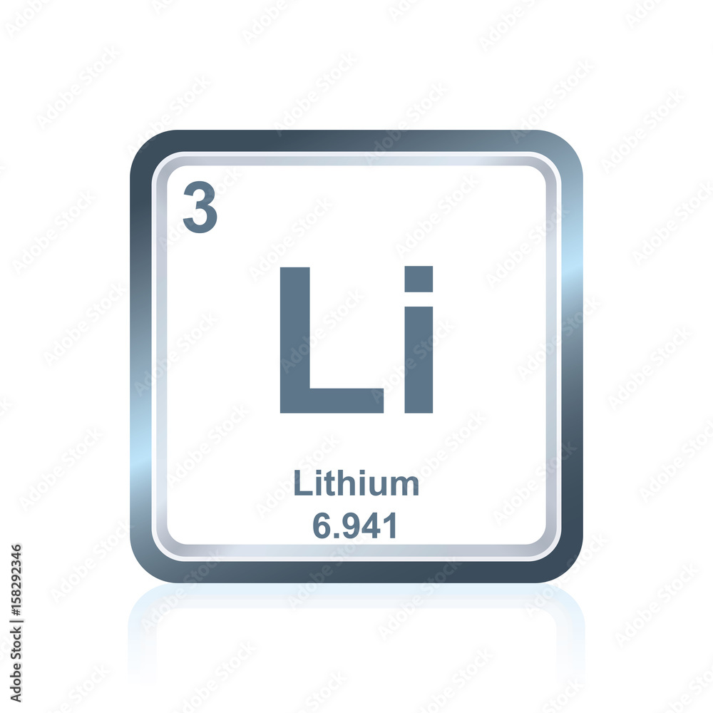 Symbol of chemical element lithium as seen on the Periodic Table of the Elements, including ...