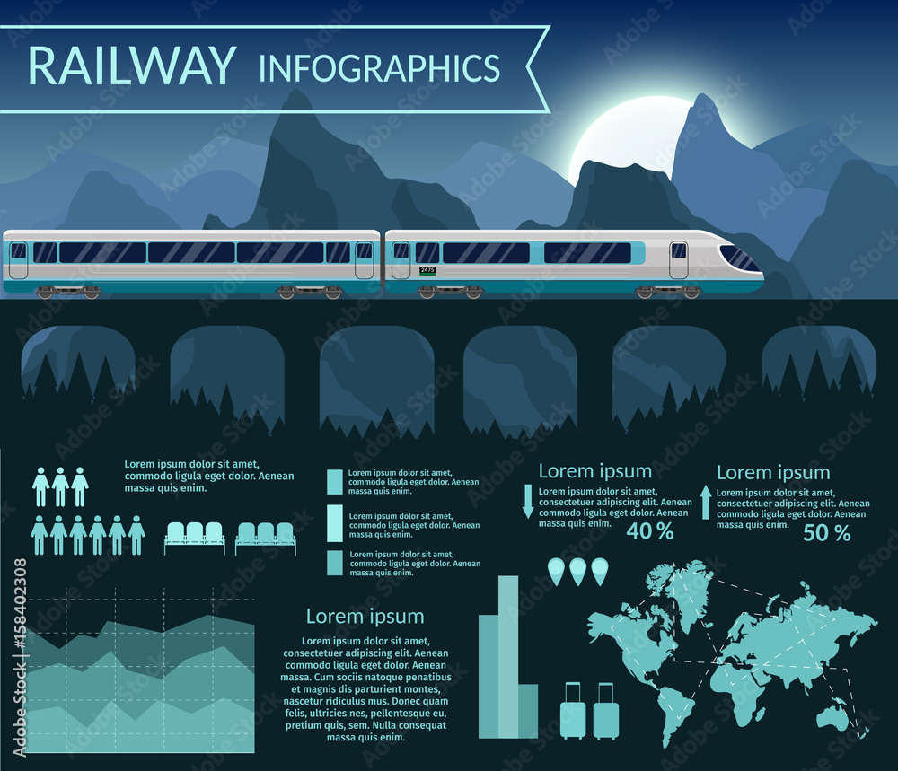Railway train transportation infographic vector background Stock Vector ...