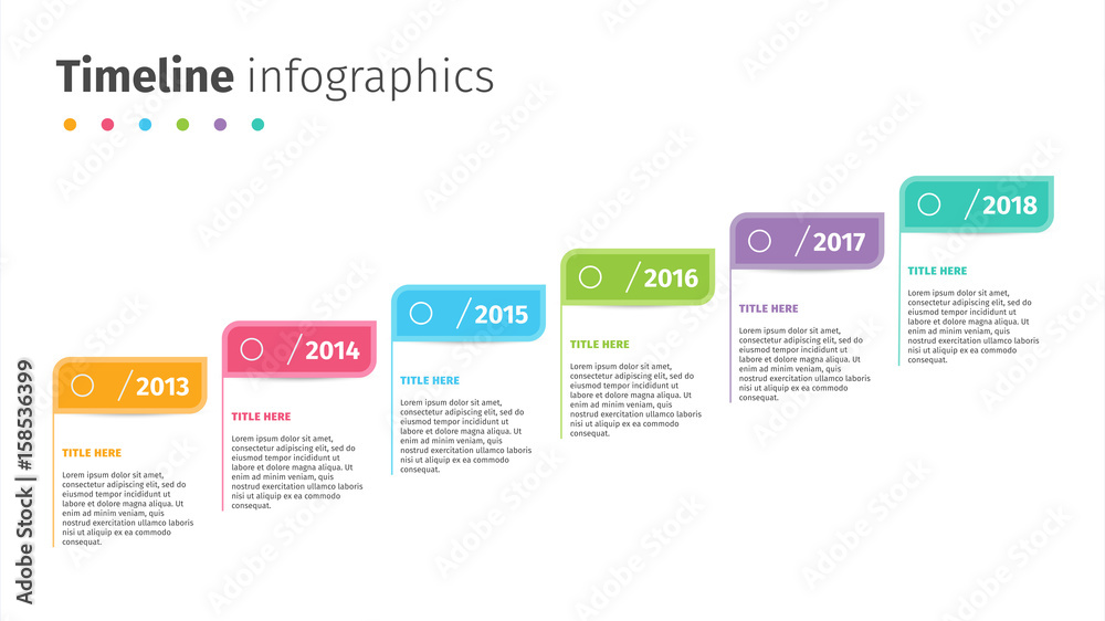 Business timeline with step flags infographics. Corporate milestones ...