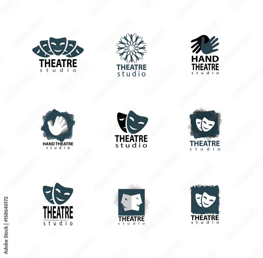 Theater studio logo design set with mask and Stock Vector | Adobe Stock