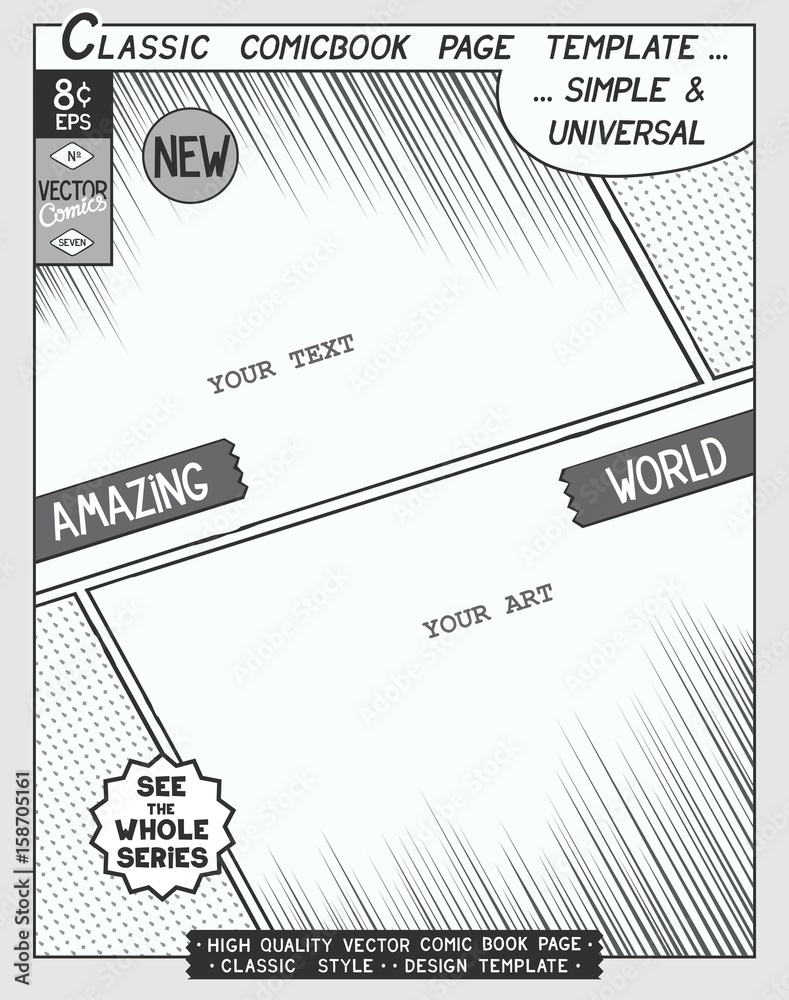 Free space Comic book page template. Comics layout and action with ...