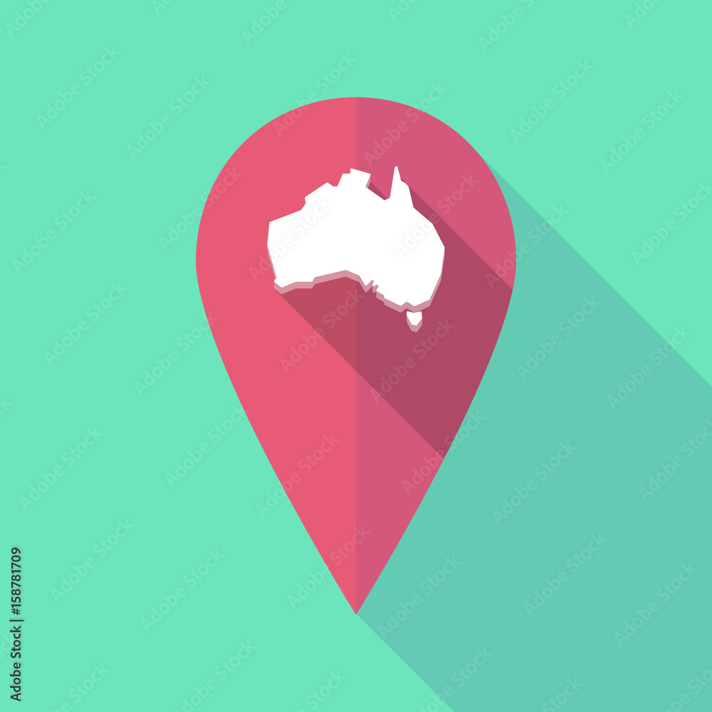 Long shadow map mark with a map of Australia Stock Vector | Adobe Stock