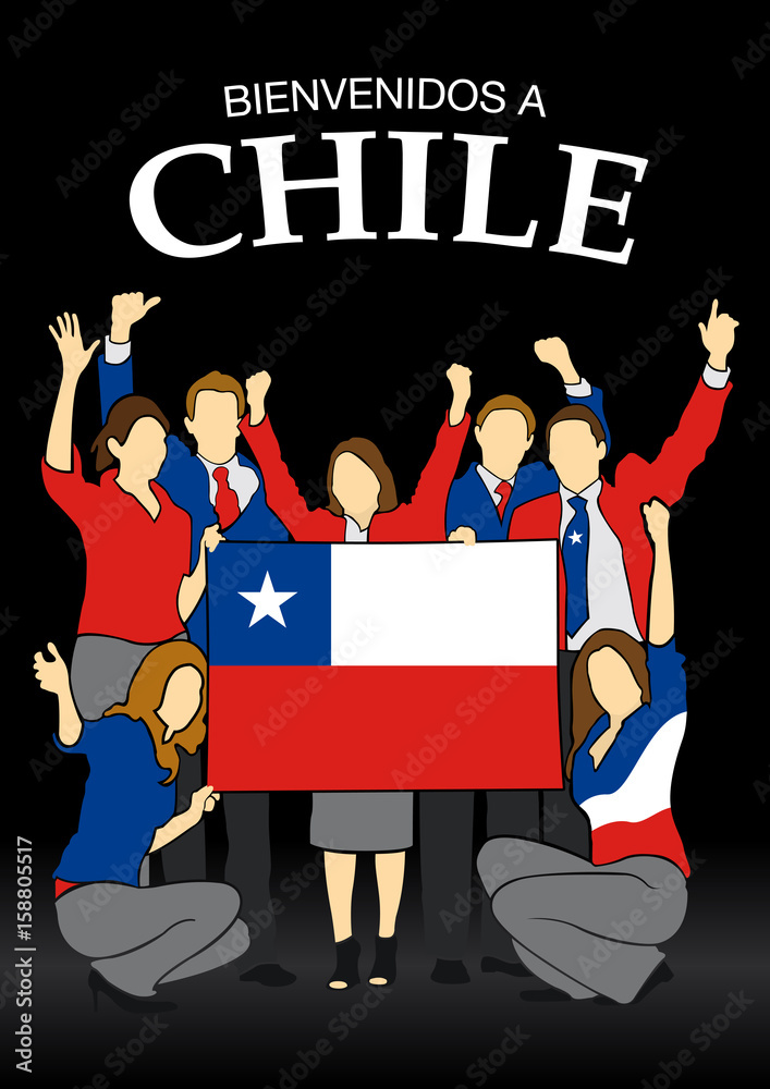 Bienvenidos a Chile -Welcome to Chile in Spanish language- Group of men ...