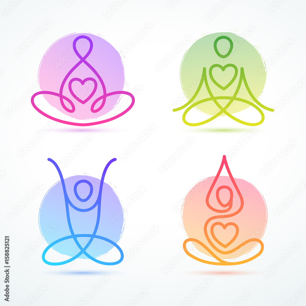 Line-figure in a lotus pose Stock Vector | Adobe Stock