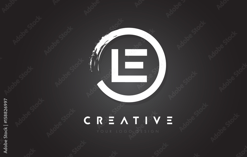 LE Circular Letter Logo with Circle Brush Design and Black Background ...