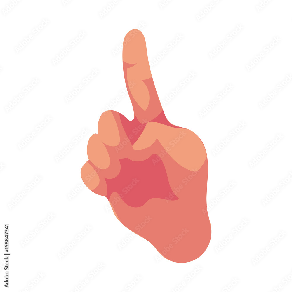 Caucasian human hand pointing up with index finger, teaching authority ...