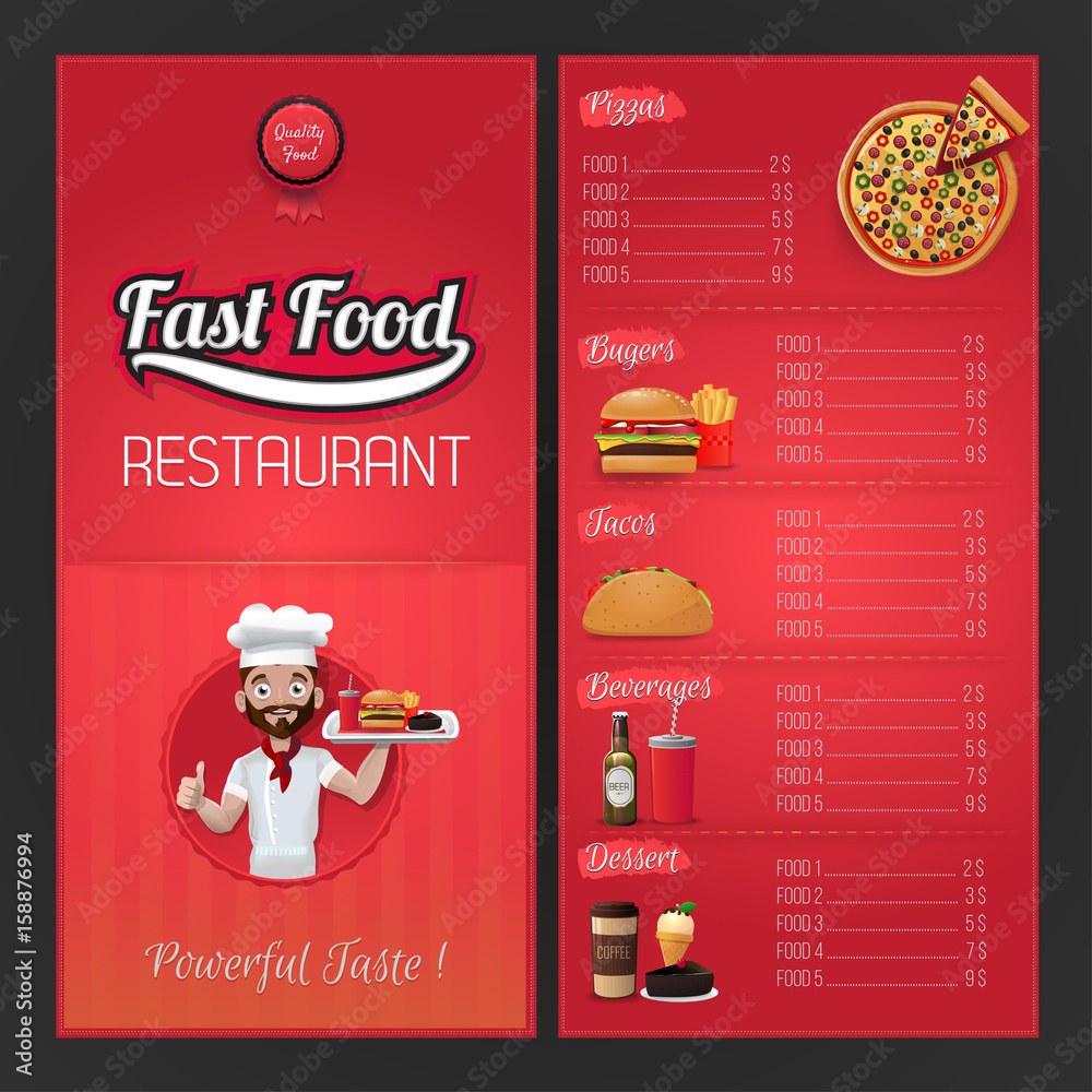 Fast food menu template Stock Vector | Adobe Stock