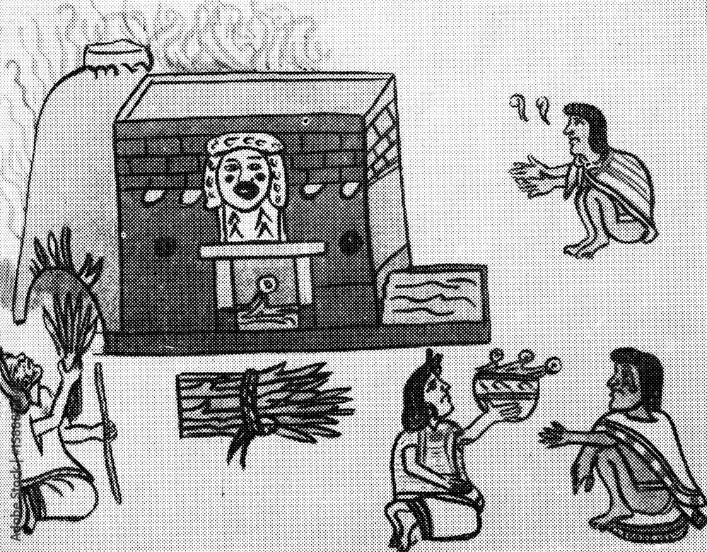 Aztec steam bath - temazcal (from Codex Magliabecchi, 16th century ...