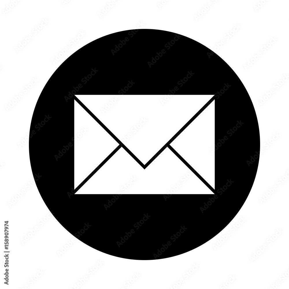 Mail icon. Black round icon isolated on white background. Round icon ...