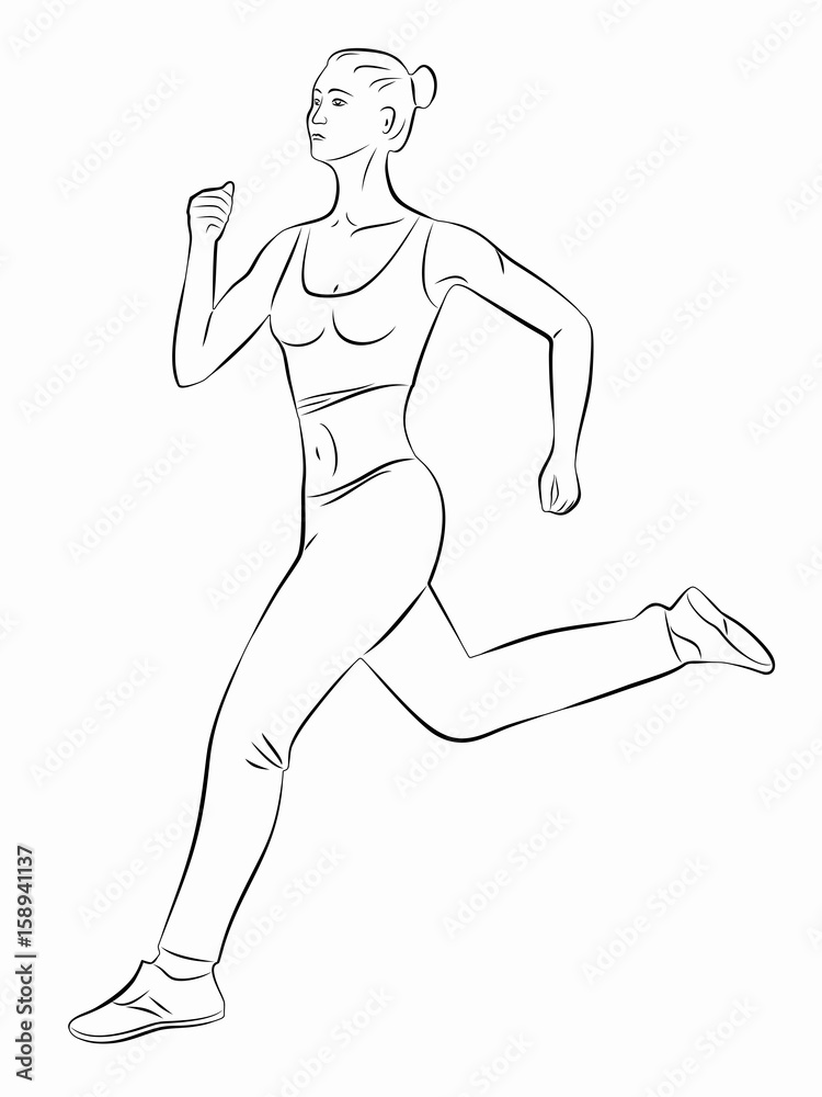 illustration of a running woman, vector draw Stock Vector | Adobe Stock