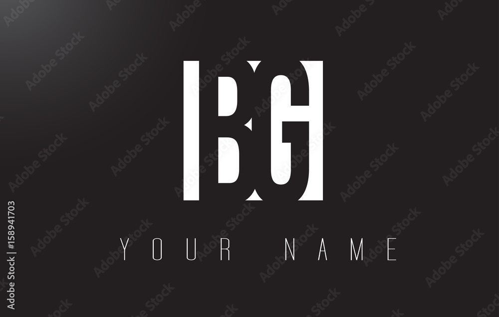 Vektor BG Letter Logo With Black and White Negative Space Design. ve ...