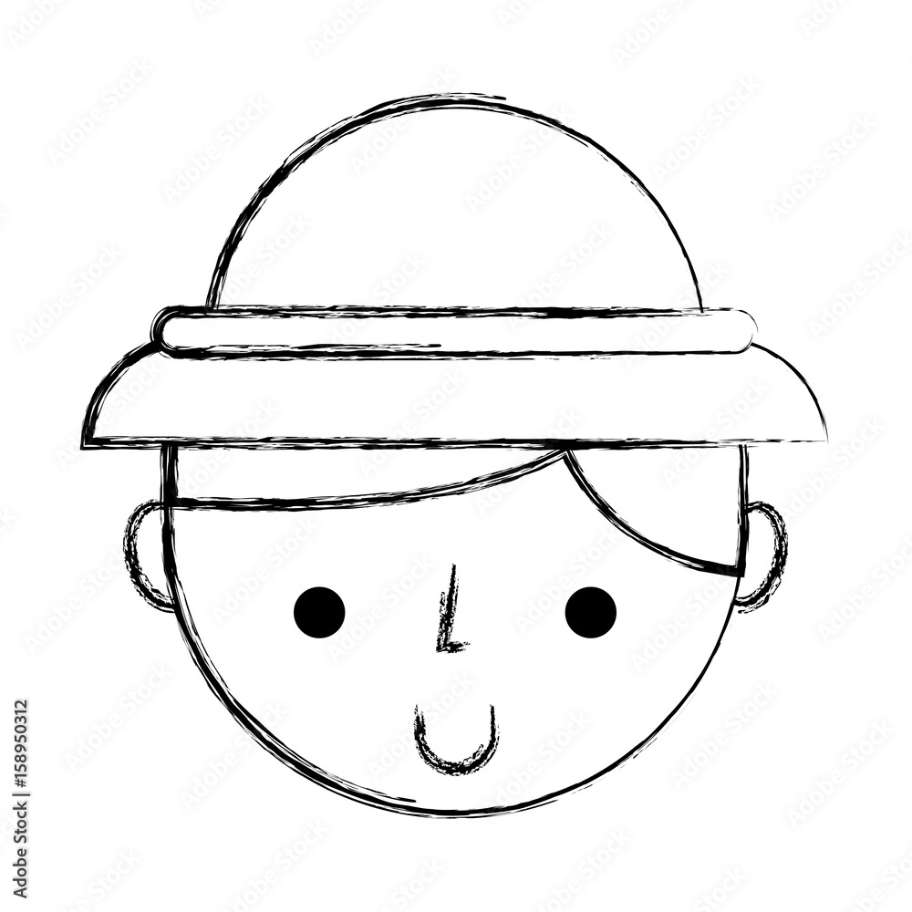 sketch draw cute safari kid face cartoon vector graphic design Stock ...
