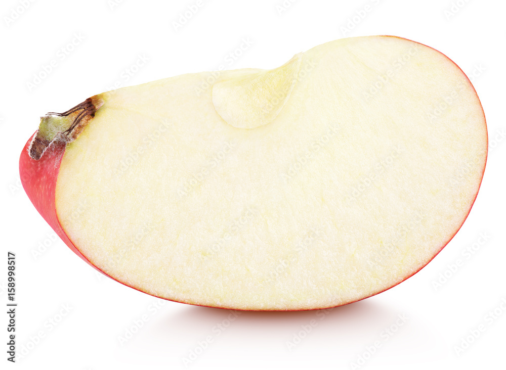 Wedge of red apple fruit without seed isolated on white background. Red ...
