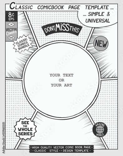 Free space Comic book page template. Comics layout and action with ...