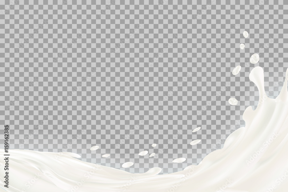 Milk splash with shadow over transparent background. vector 3d ...