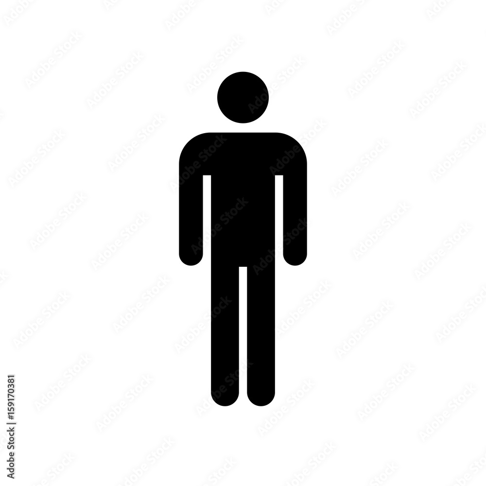 Man icon. Black icon isolated on white background. Man simple ...