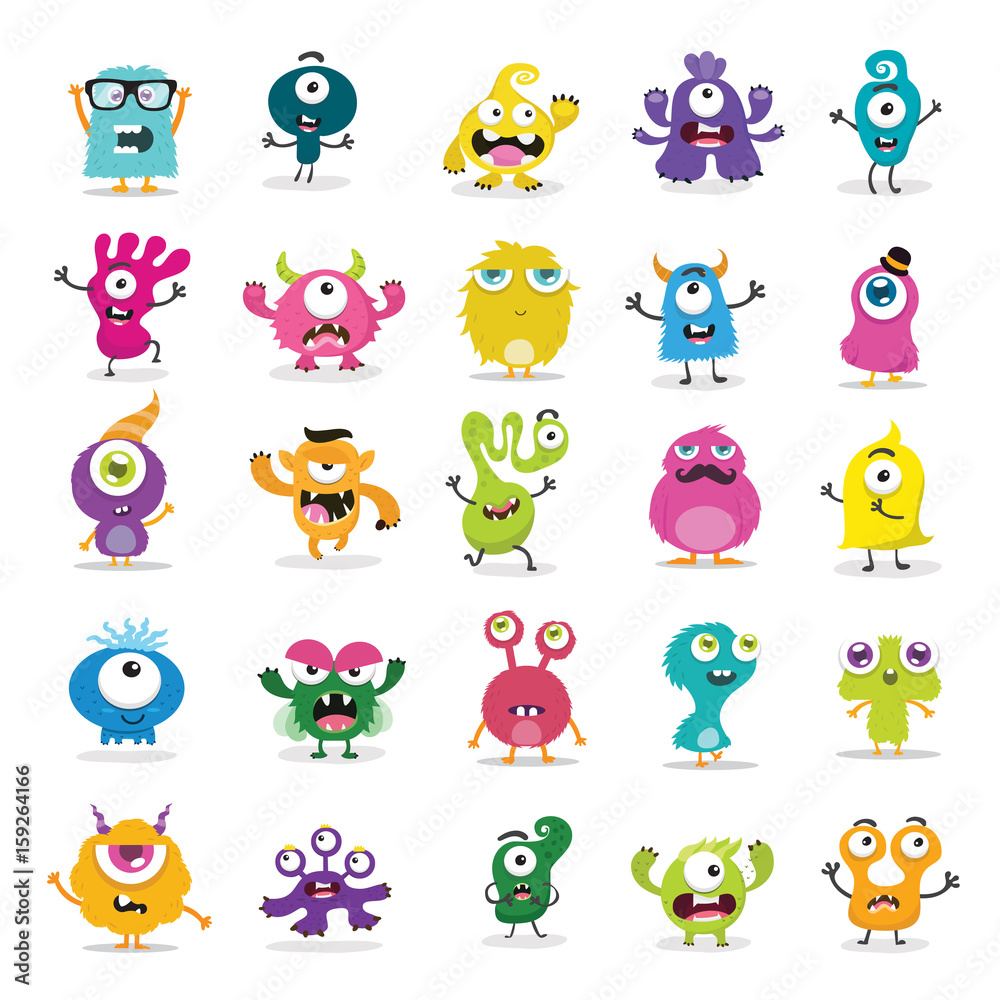 Cute Monster Set Stock Vector | Adobe Stock