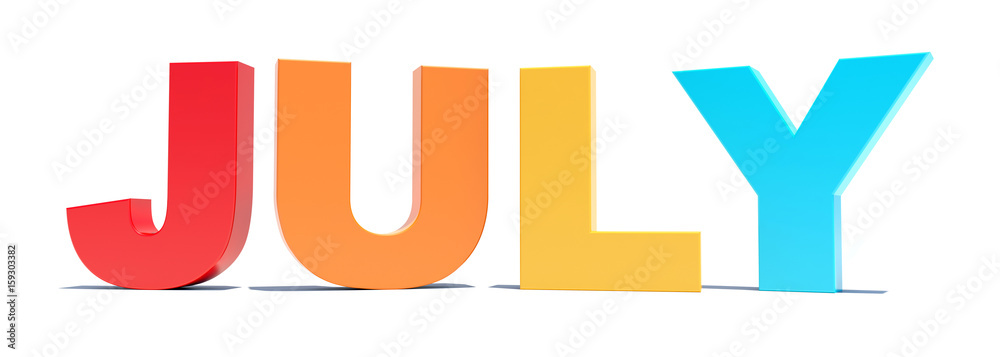 July - calendar month colored letters Stock Illustration | Adobe Stock