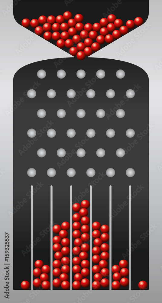 Vector de Stock Galton board showing normal distribution, generating ...