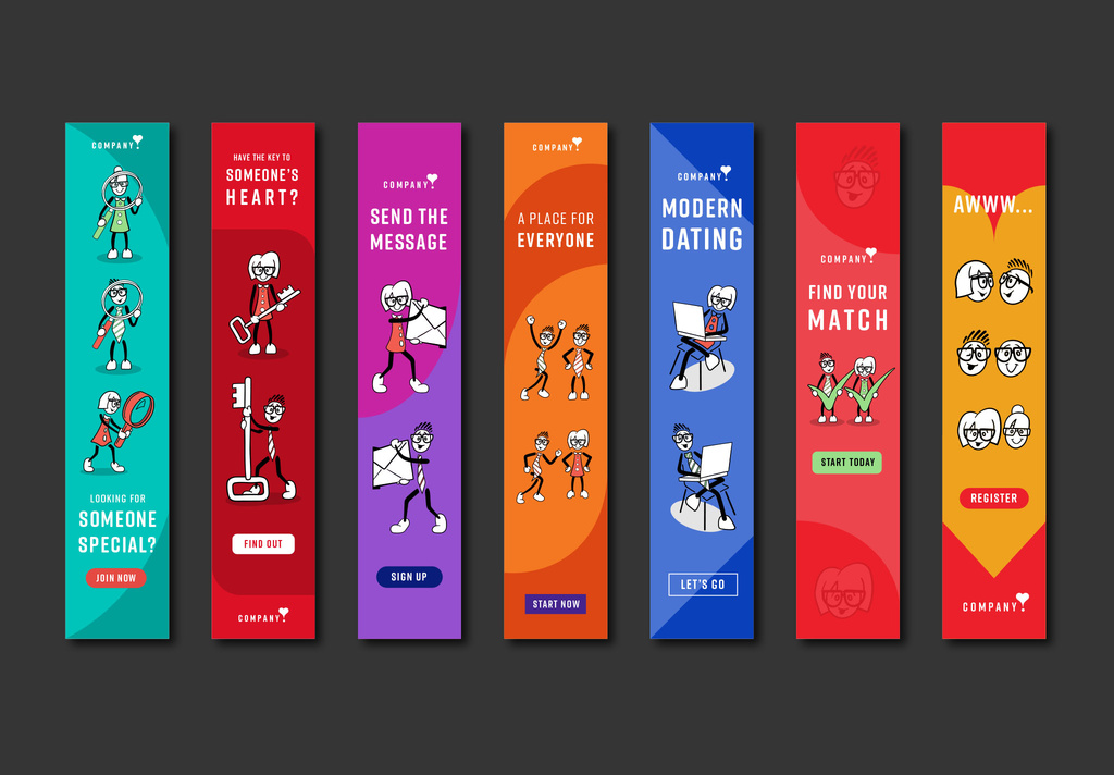 Seven Online Dating Skyscraper Web Banner Ad Layouts Stock Template Adobe Stock