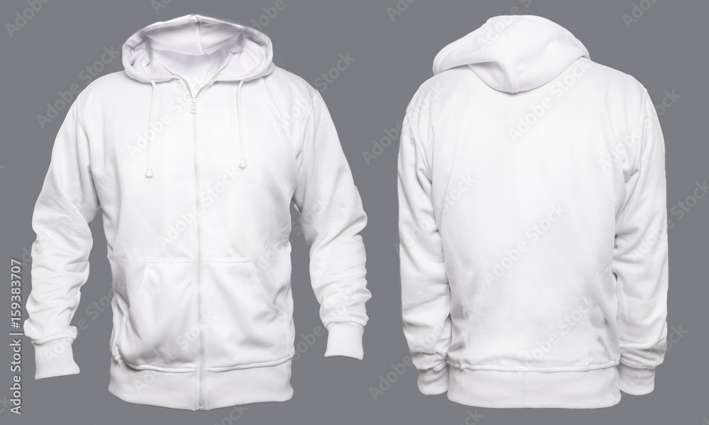 Foto Stok Blank sweatshirt mock up template, front, and back view, isolated on gray, plain white ...