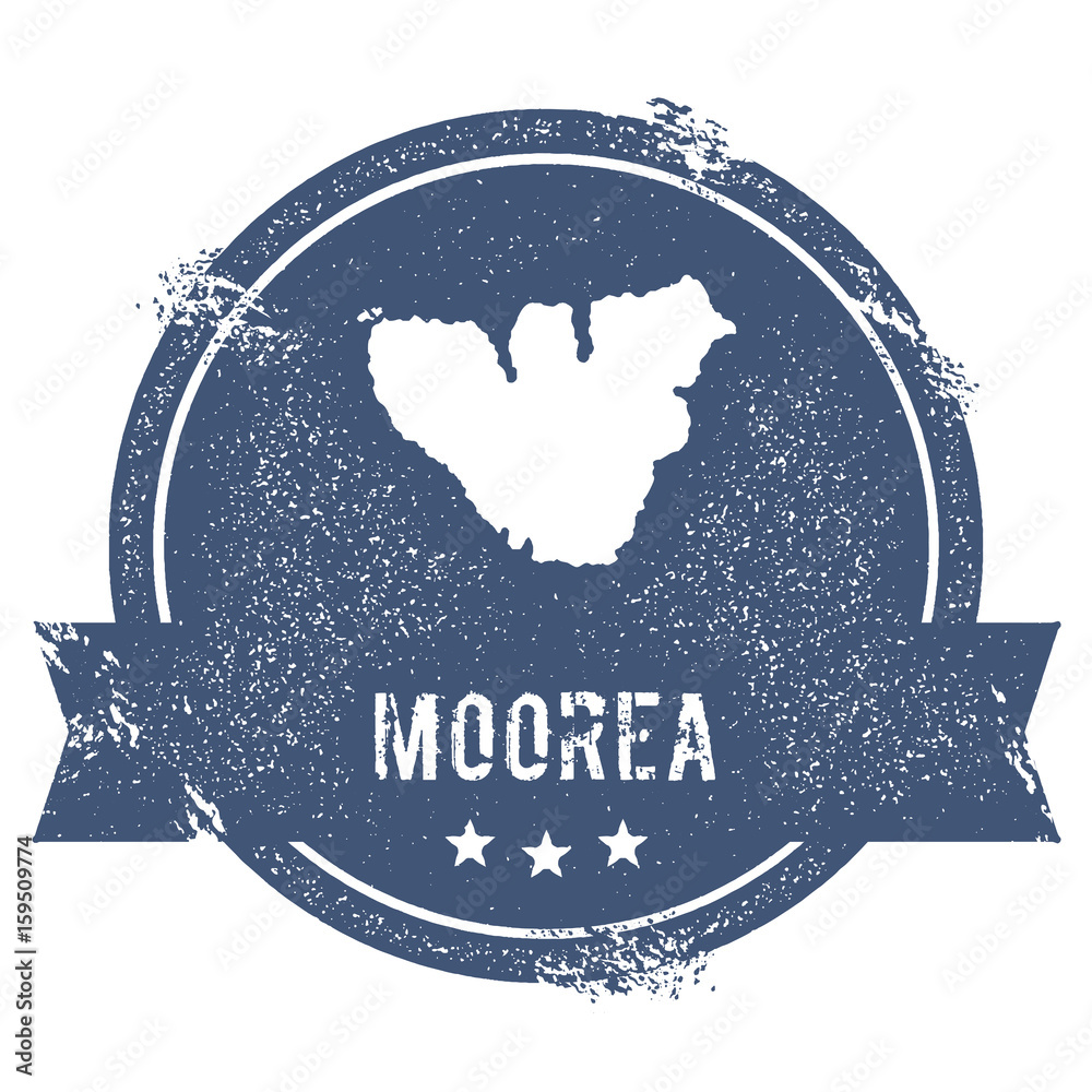 Moorea logo sign. Travel rubber stamp with the name and map of the ...