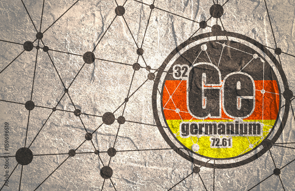 Germanium chemical element. Sign with atomic number and atomic weight ...