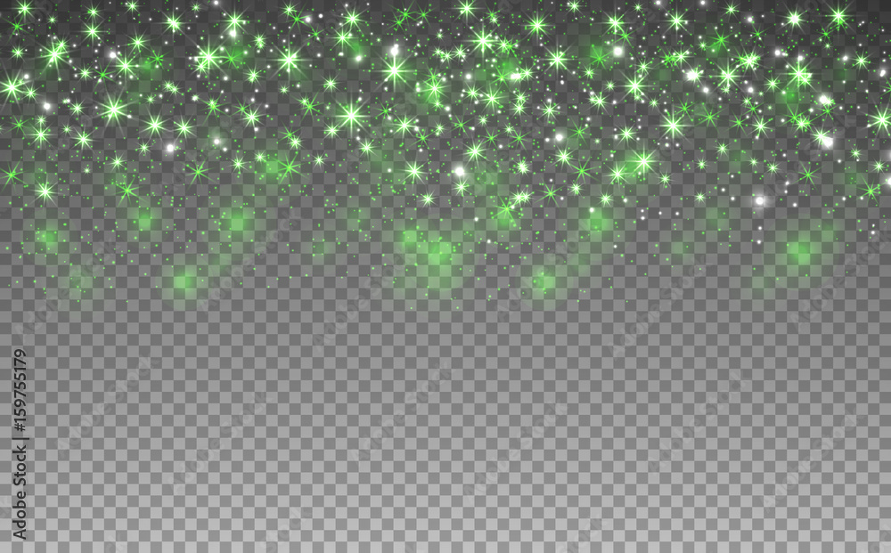 Green glitter sparkles wave isolated on transparent background. Vector ...