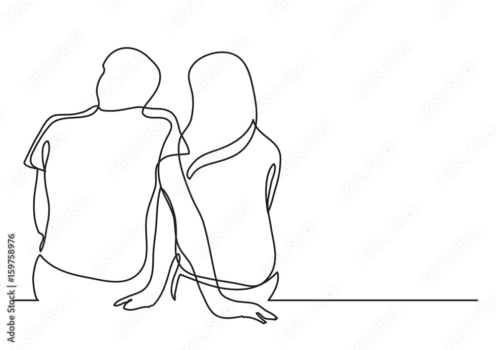 Vector de Stock couple dating - single line drawing | Adobe Stock