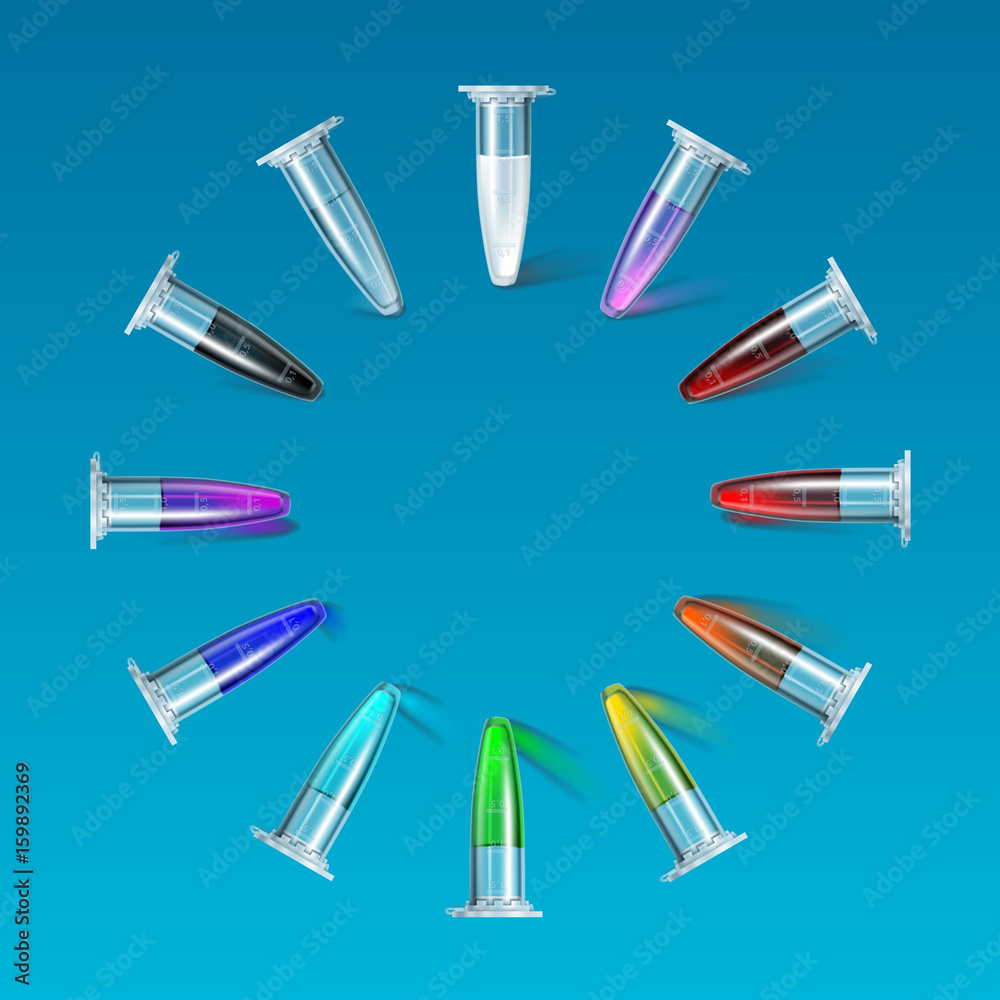 Set test tube multi color circle on blue Stock Vector | Adobe Stock