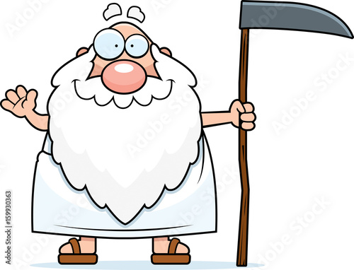 Cartoon Father Time Waving Stock Vector | Adobe Stock